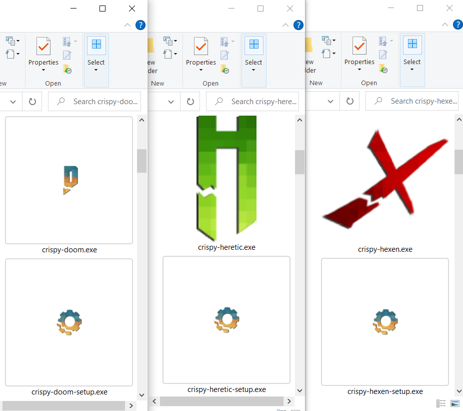 Doom and Setup icons show small on Windows with View-Extra large icons ...
