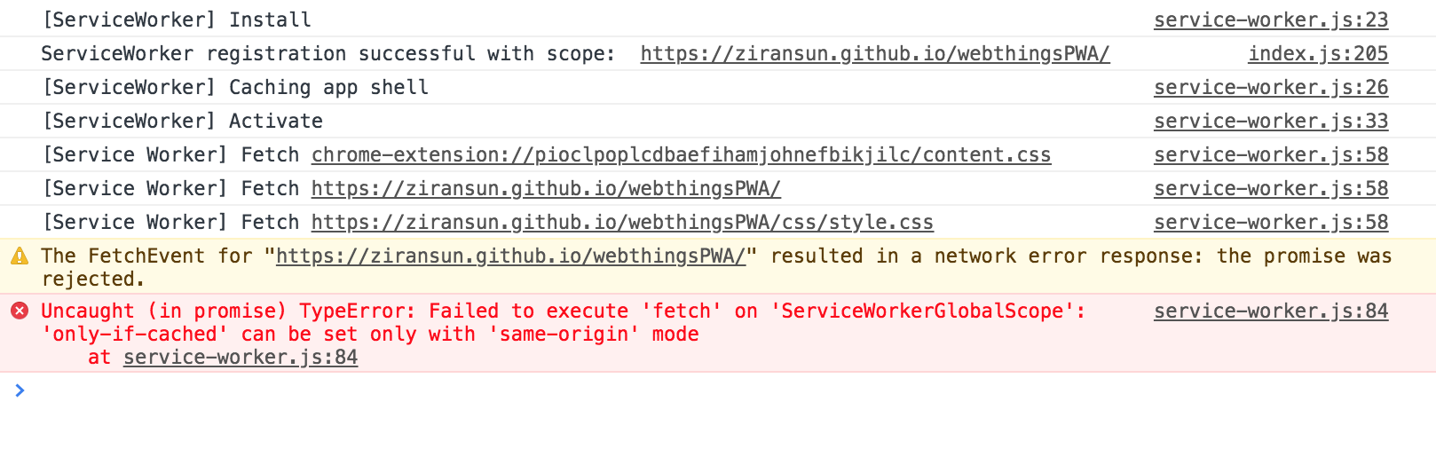 Service worker caching issues · Issue #4 · ziransun/webthingsPWA · GitHub