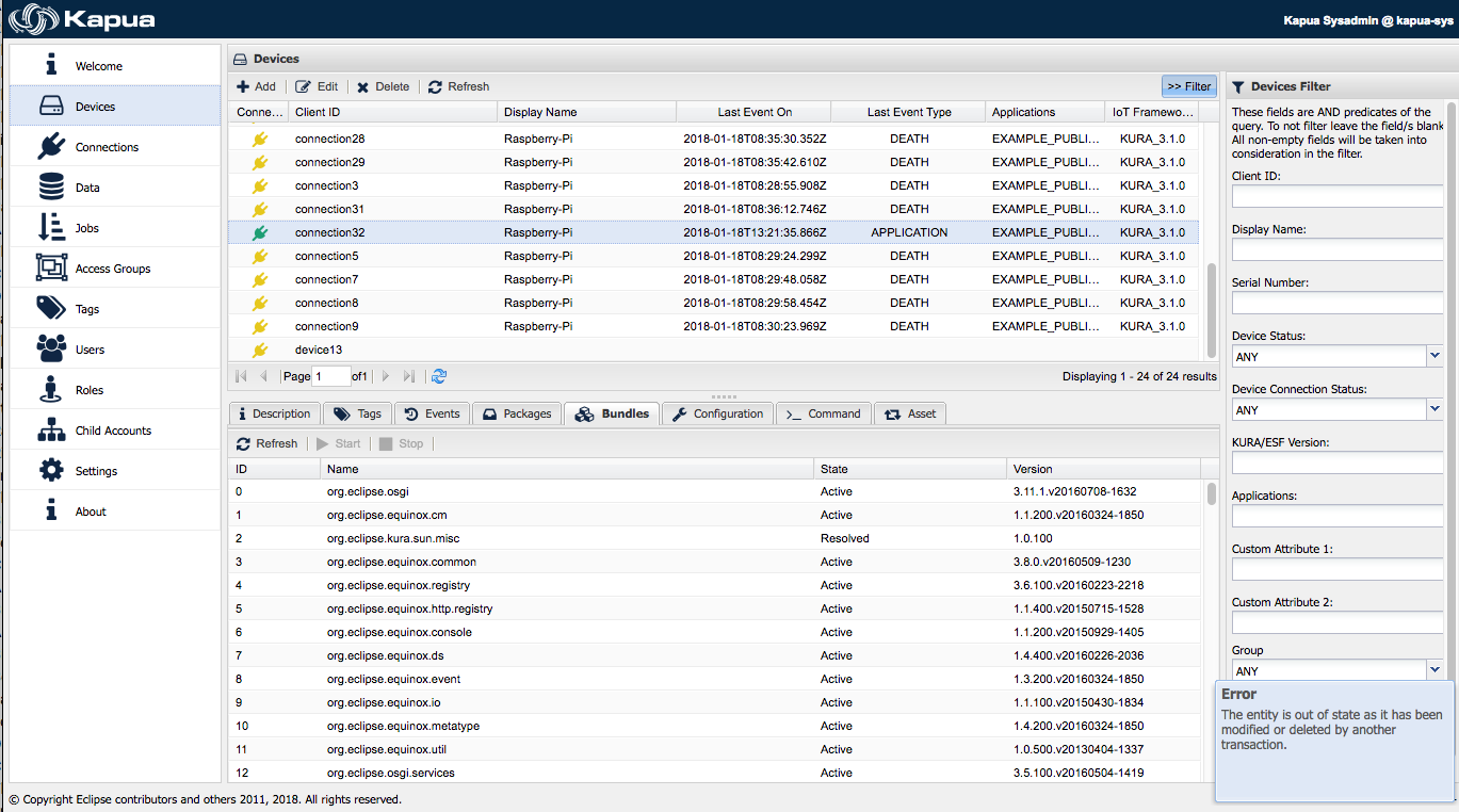 Error And Freeze When Starting Or Stopping Bundle On Live Device · Issue #1313 · eclipse-kapua ...