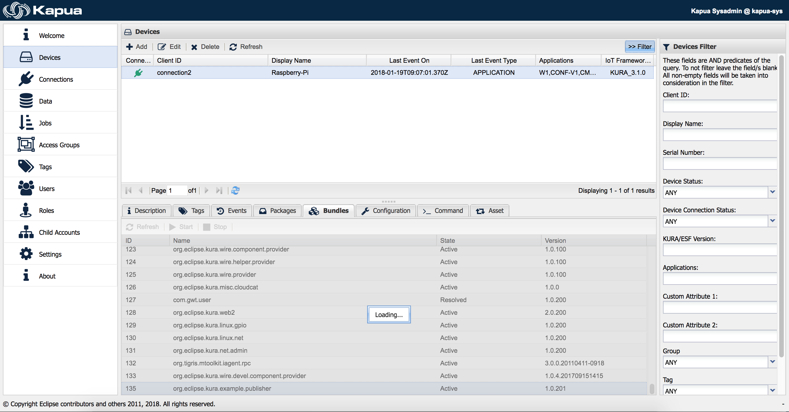 Error And Freeze When Starting Or Stopping Bundle On Live Device · Issue #1313 · eclipse-kapua ...