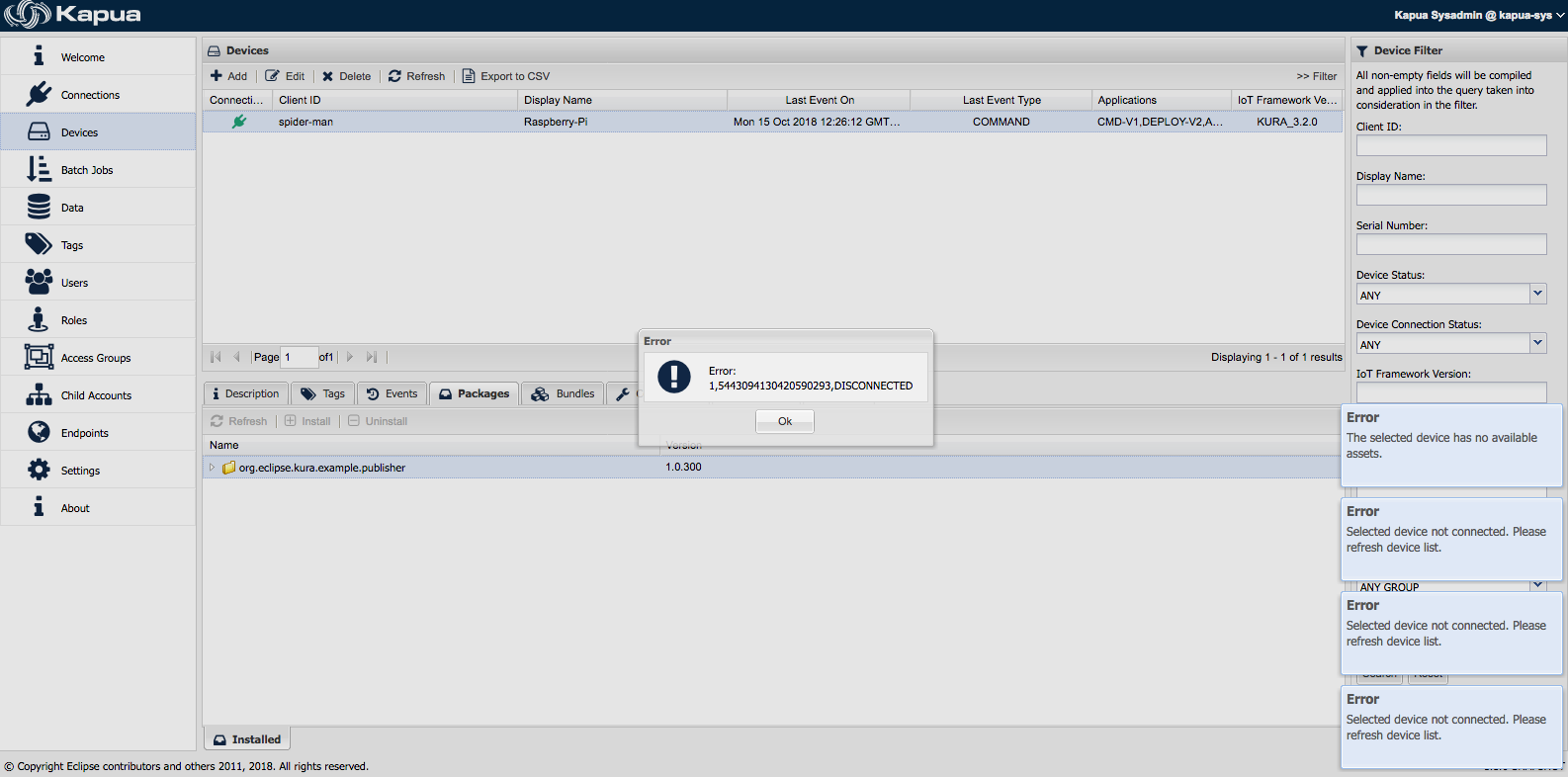 Managing Device's Errors When Device Is Offline · Issue #2117 · eclipse-kapua/kapua · GitHub