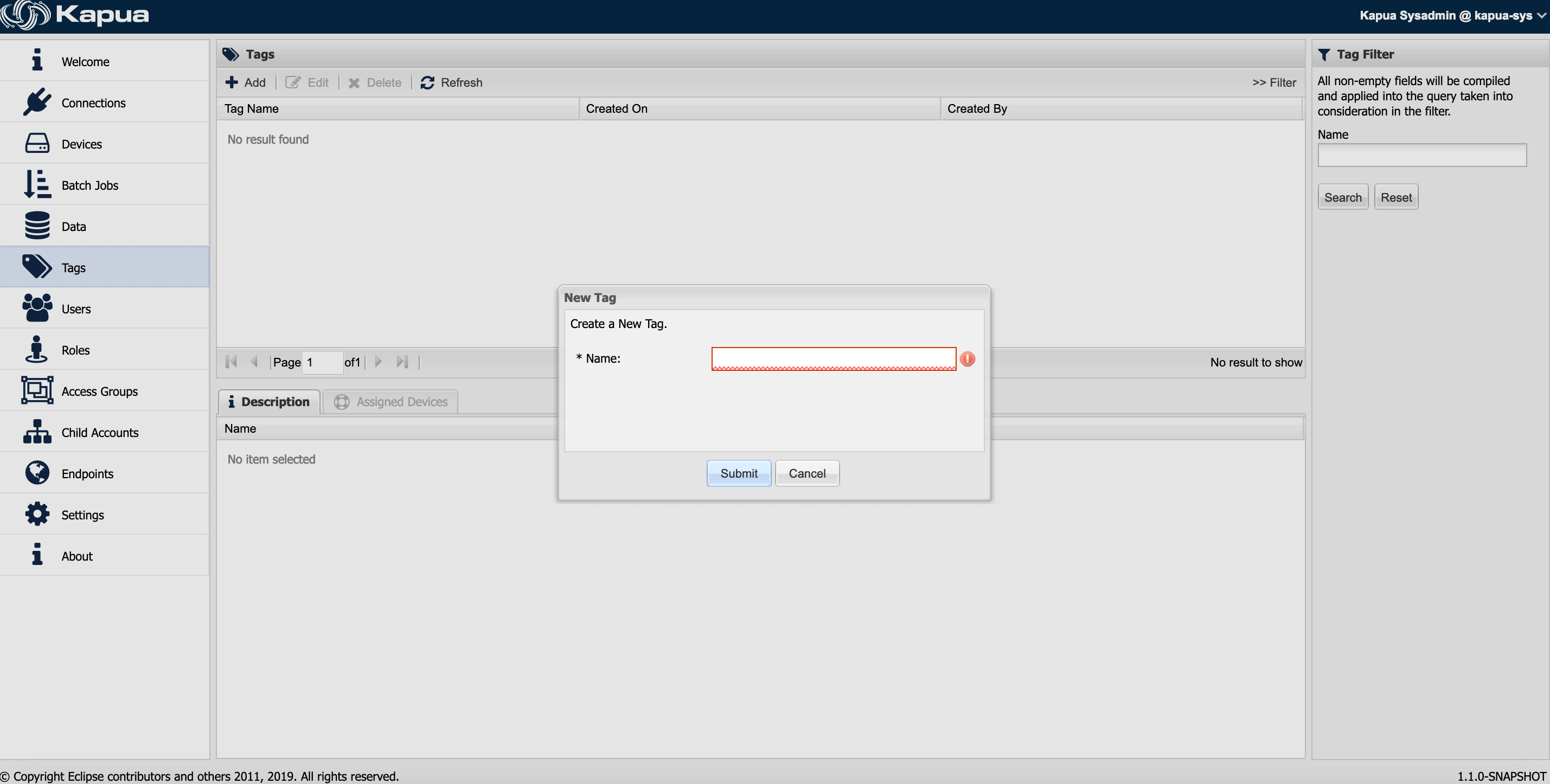 No Error Message If Mandatory Fields Empty · Issue #2346 · eclipse-kapua/kapua · GitHub