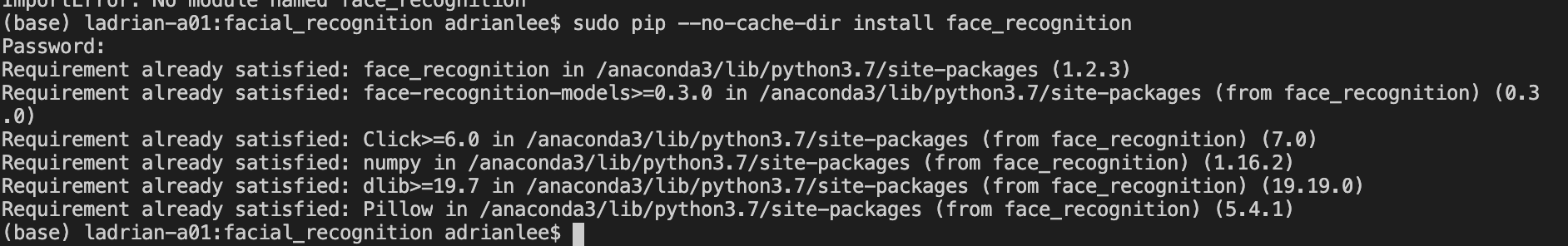 Importerror No Module Named Face Recognition · Issue 1019 · Ageitgey Face Recognition · Github