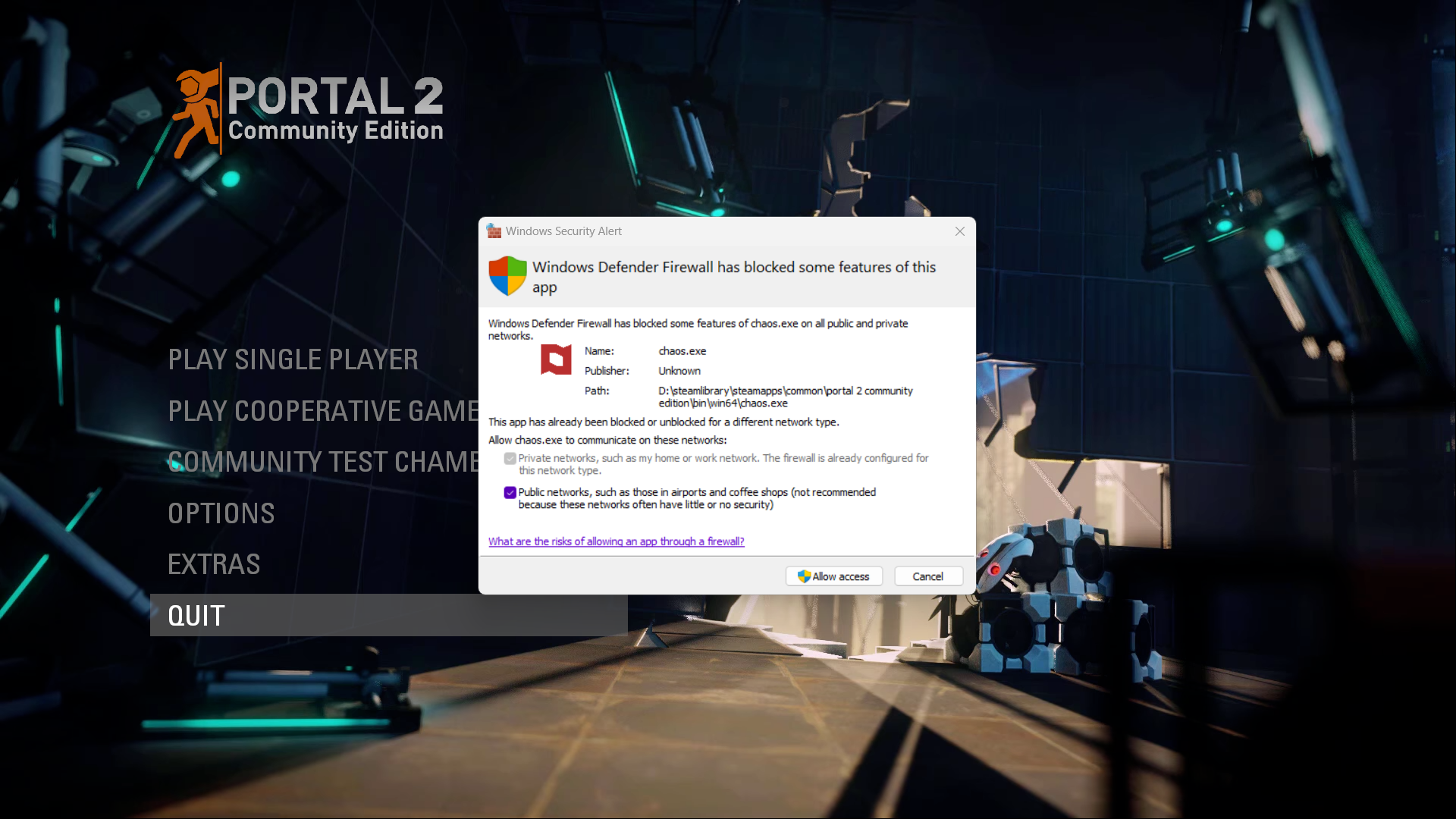 Bug: P2CE sometimes fails to load a map when offline · Issue #1229 · StrataSource/Portal-2 ...
