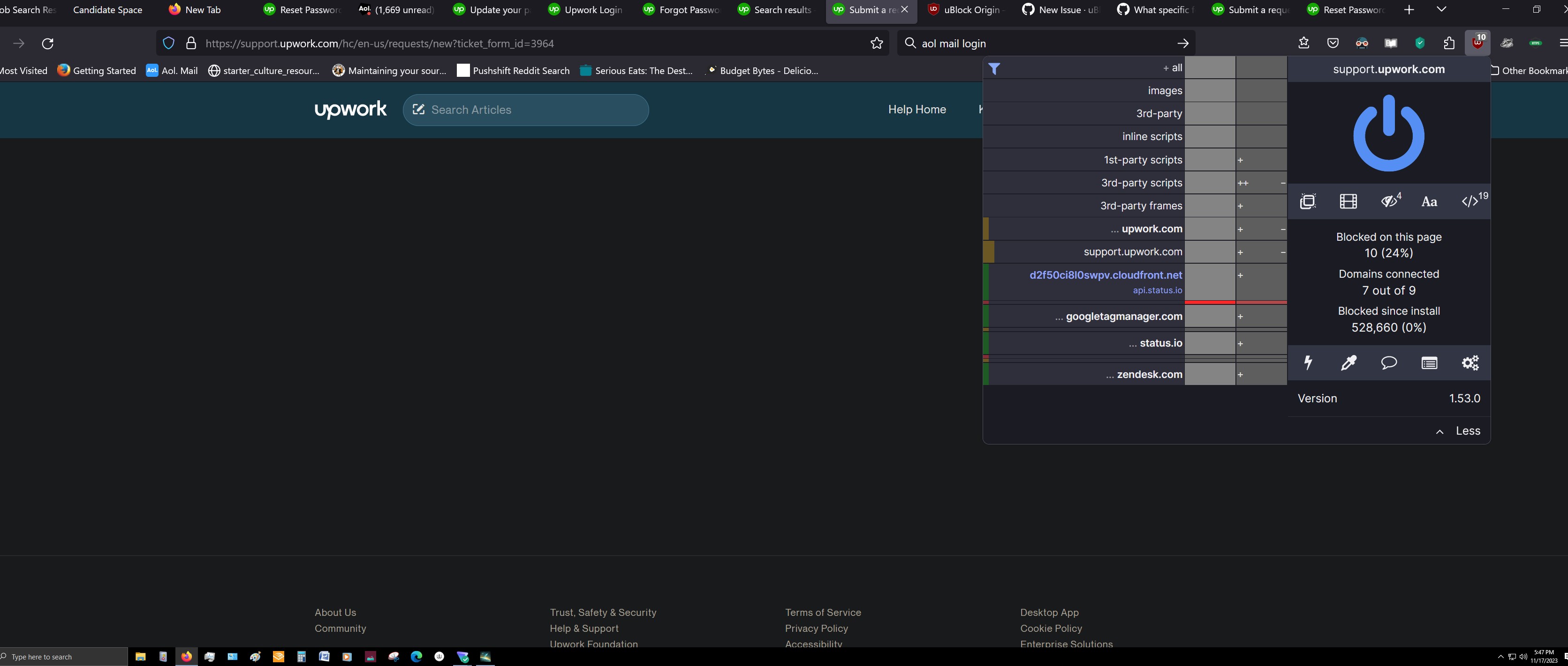 support.upwork.com: breakage · Issue #20743 · uBlockOrigin/uAssets · GitHub