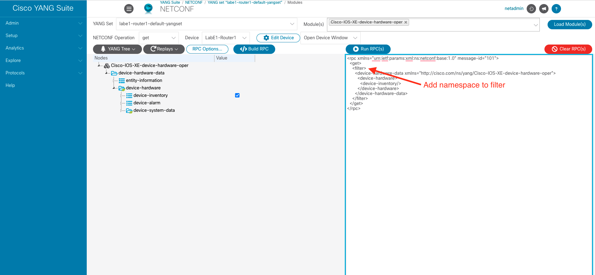 Add Namespace To Filter To Avoid Errors · Issue 97 · Ciscodevnet Yangsuite · Github