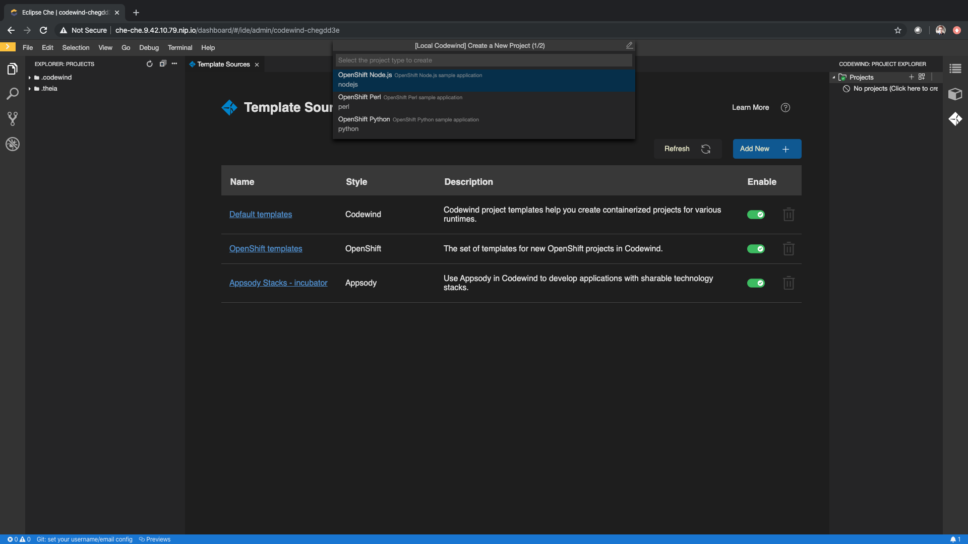 Unable To Choose Enabled Project Templates · Issue 1351 · Eclipse Archivedcodewind · Github