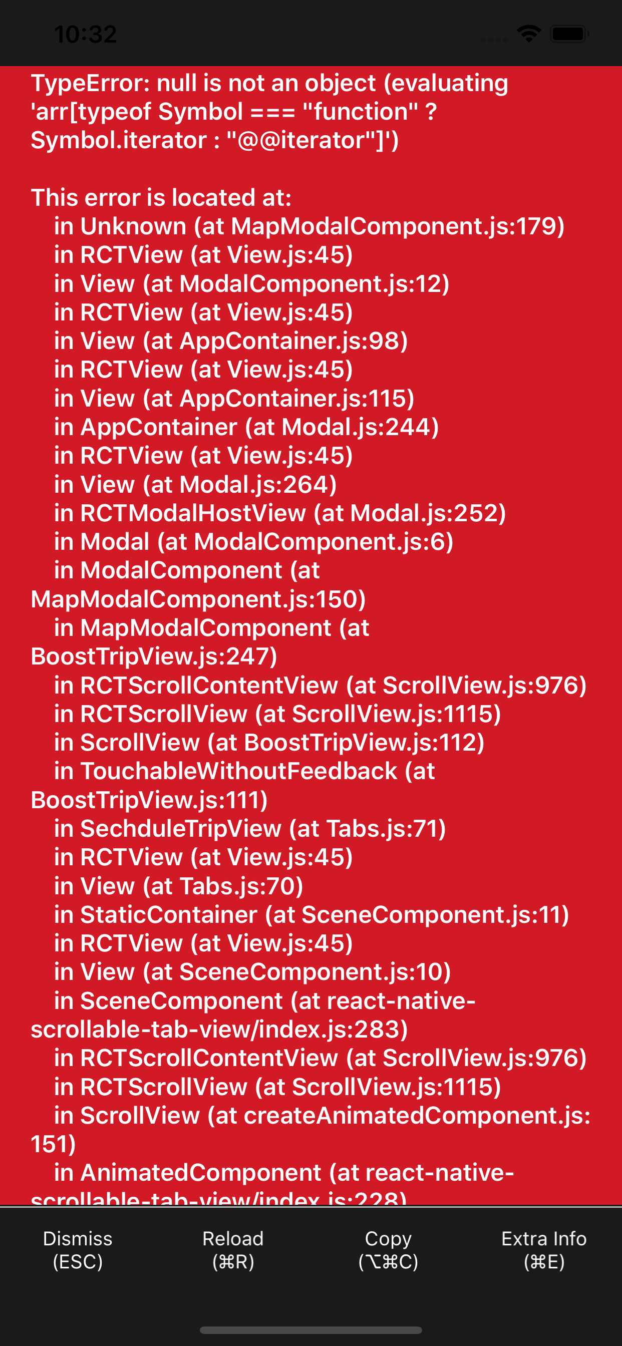 TypeError: null is not an object (evaluating 'arr[typeof Symbol === "function" ? Symbol.iterator ...