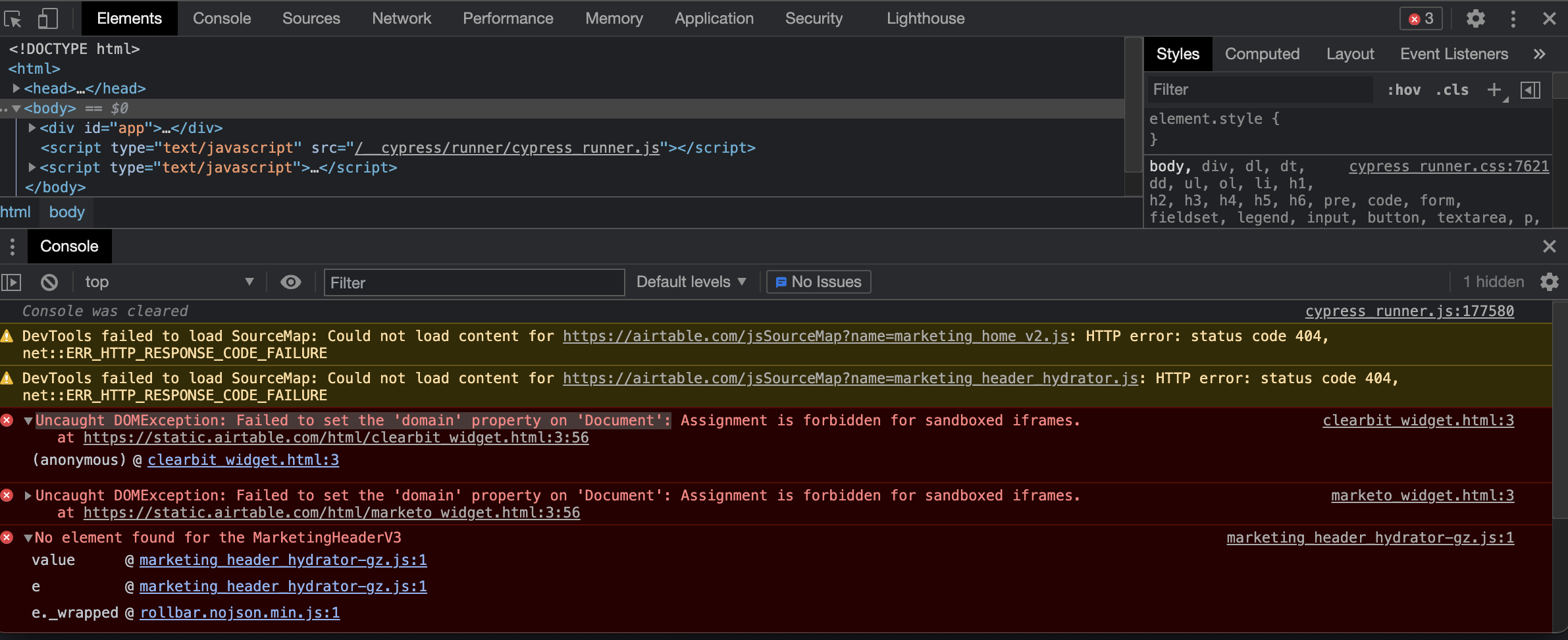 Uncaught DOMException: Failed to set the 'domain' property on 'Document': Assignment is ...