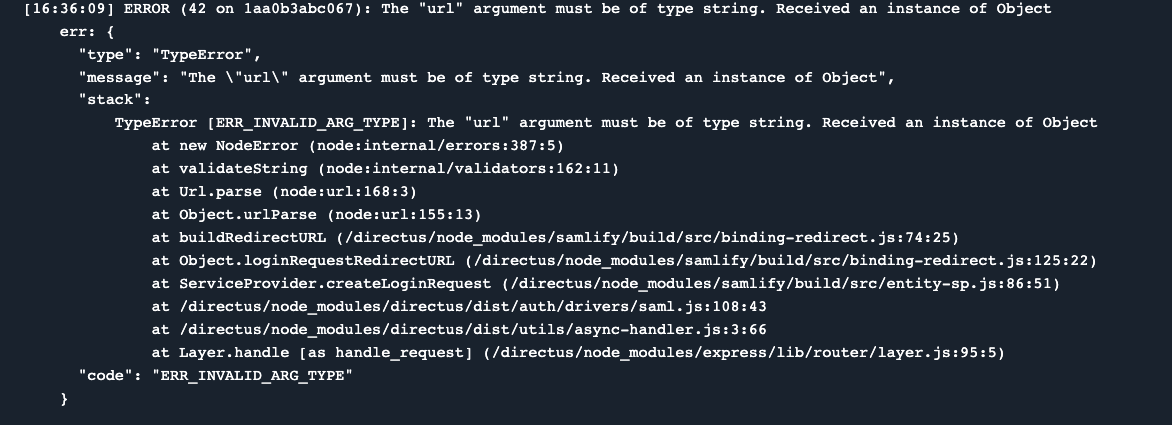 Error On Login With Saml Driver With Auth0 · Issue 17442 · Directusdirectus · Github