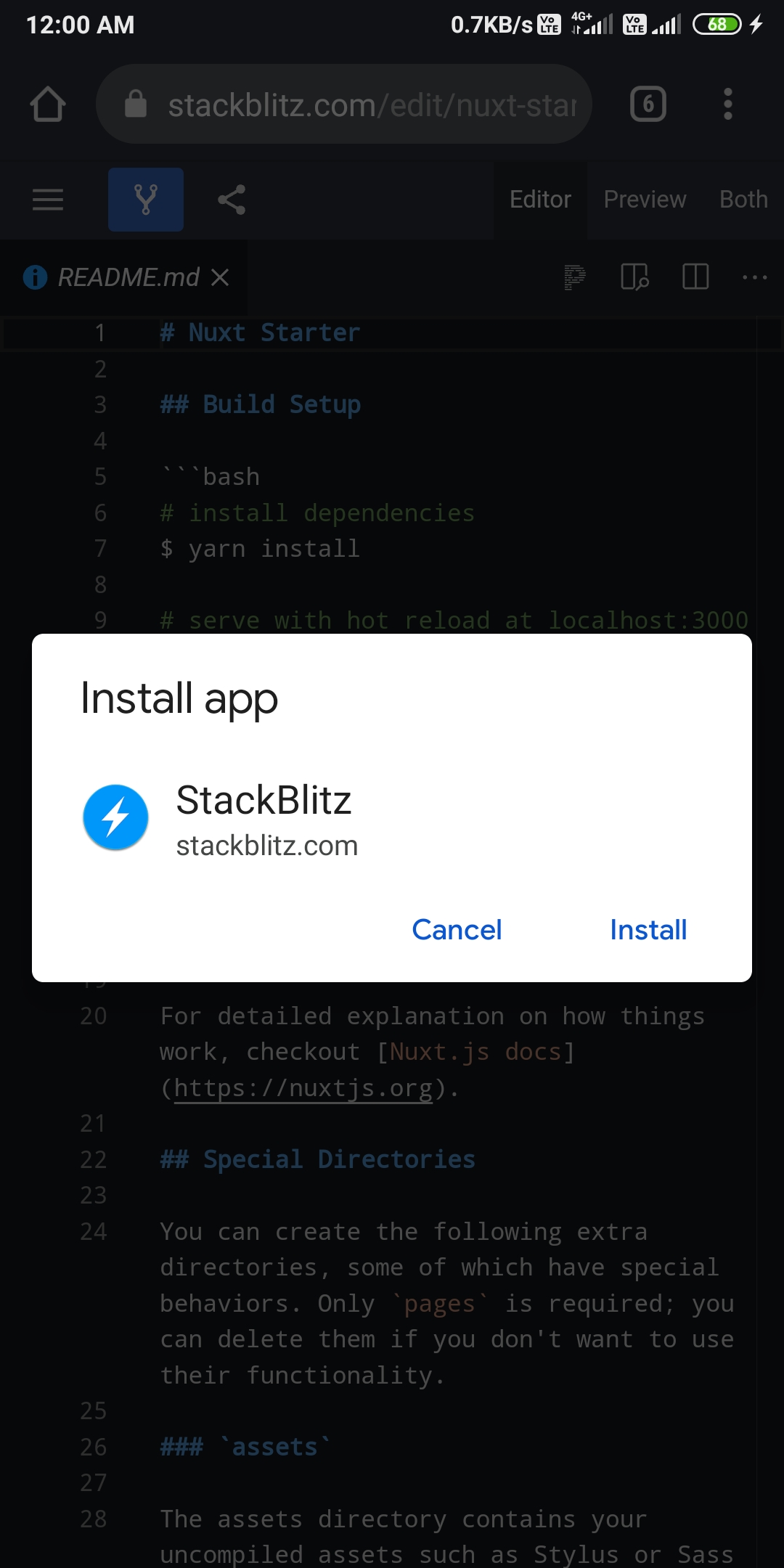 Top toolbar not showing on PWA version · Issue #1741 · stackblitz/core · GitHub