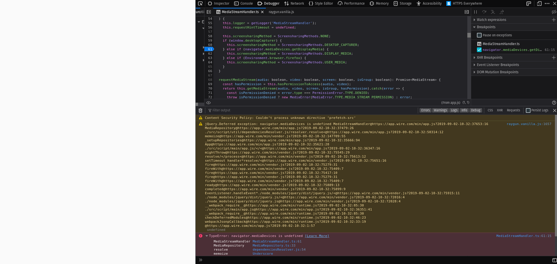 Web App Fails To Load In Firefox Nightly When Webrtc Is Disabled · Issue 7232 · Wireappwire