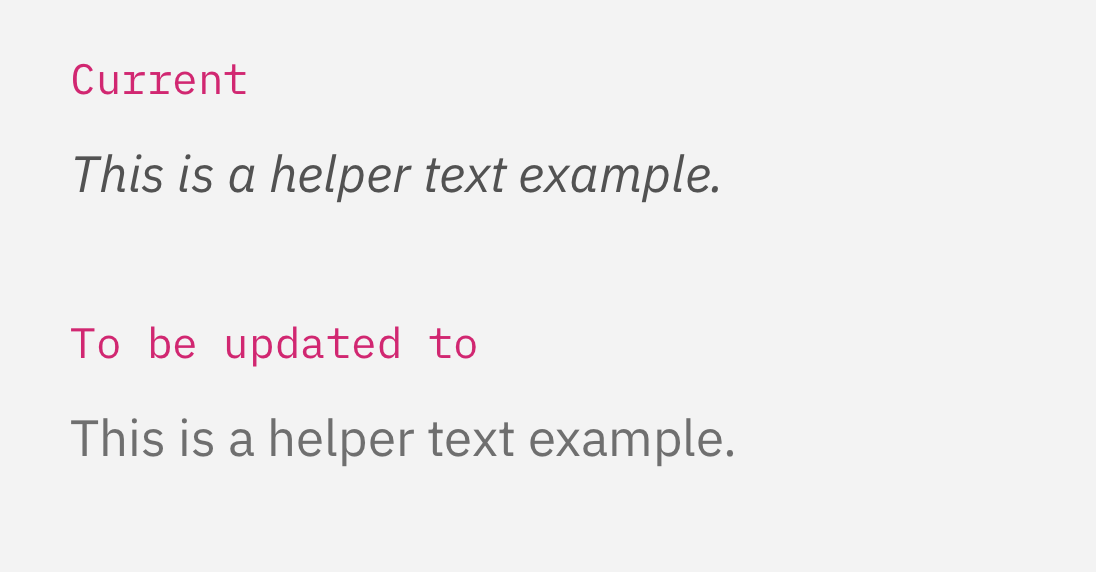 [Type package] Remove italics form helper text style · Issue #3999 ...