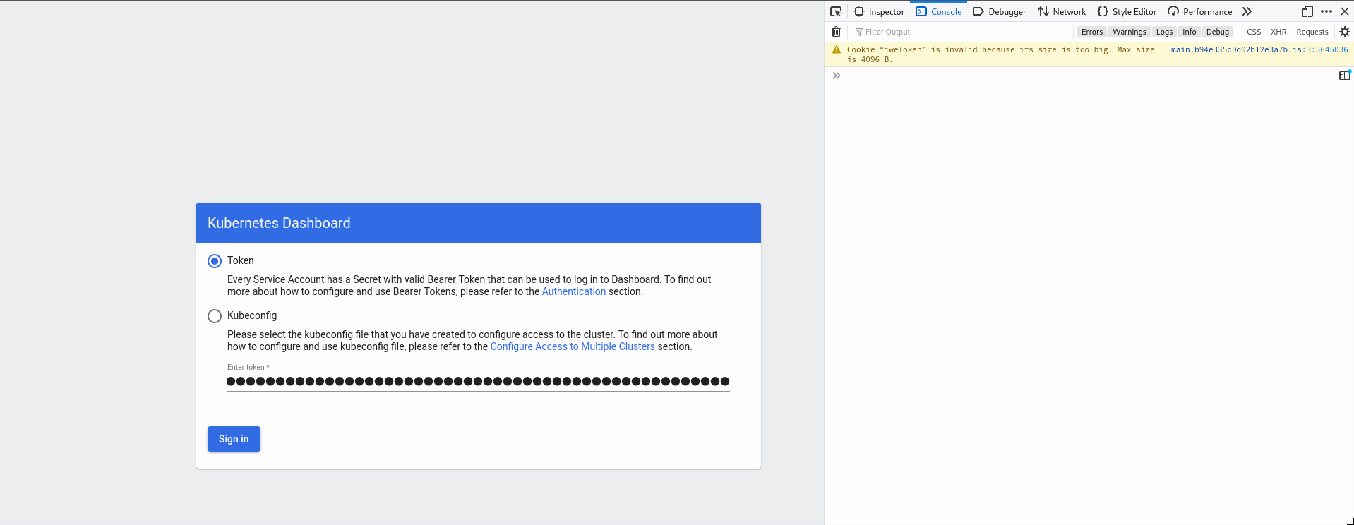 Dashboard Does Not Login Due Too Big Token · Issue 5476 · Kubernetes