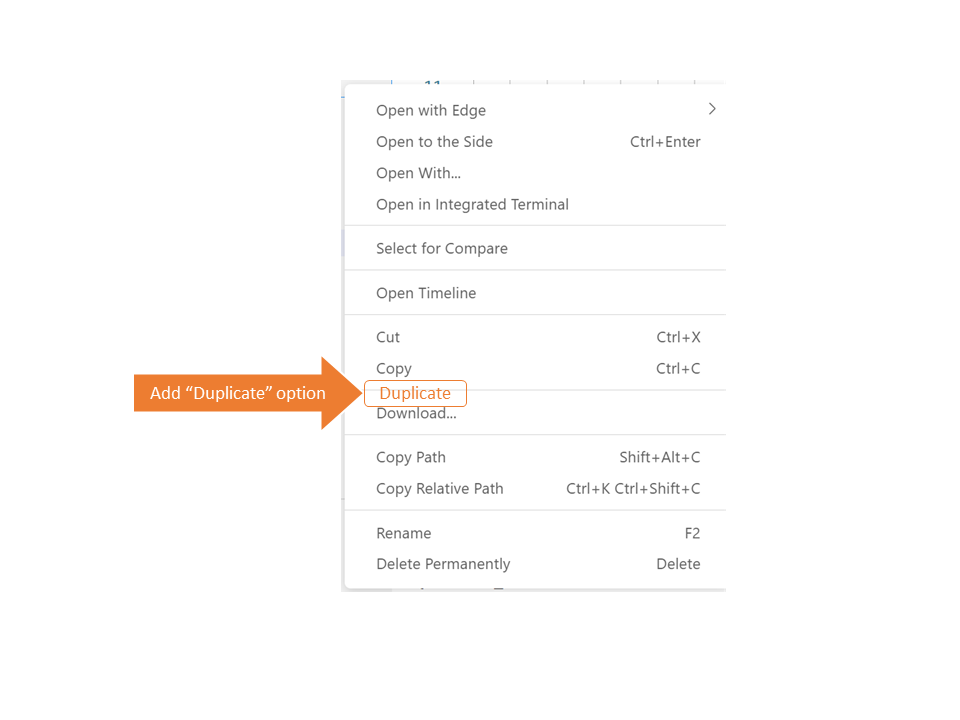 Feature Request: Add "Duplicate" option when right-click over file name · Issue #157447 ...