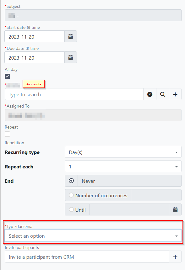 Bug Calendar Dependent Fields Yetiforce Crm 65 Service Pack V1 · Issue 17338