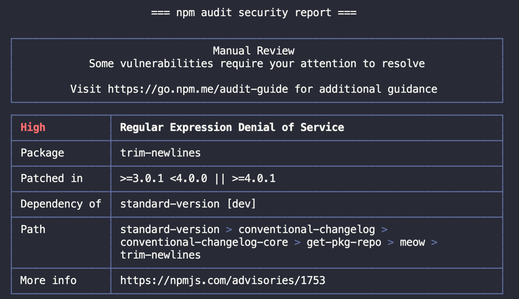 High severity vulnerability - Regular Expression Denial of Service · Issue #772 · conventional ...