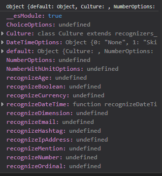 Recognizers functions undefined in version 1.1.1 · Issue #869 · microsoft/Recognizers-Text · GitHub