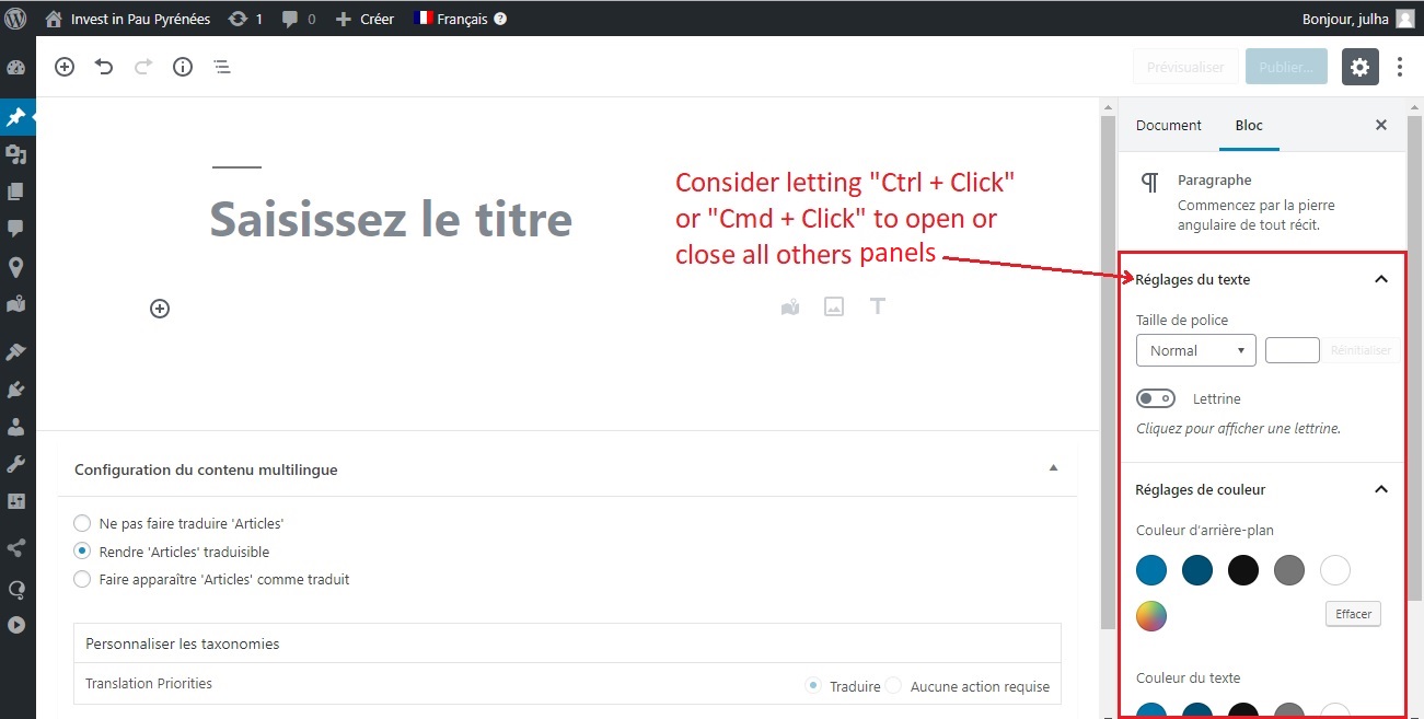 Feature Ctrl Click On Blocks To Openclose All The Panels · Issue 13058 · Wordpress 