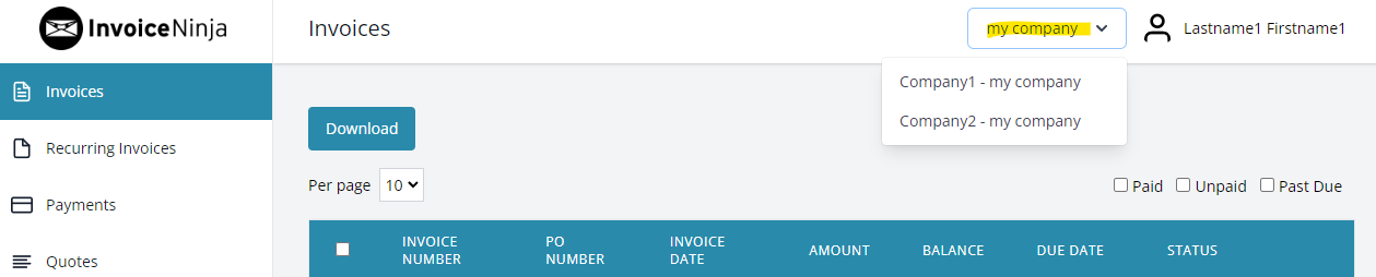 Customer portal dropdown contains wrong company name · Issue #7950 · invoiceninja/invoiceninja ...