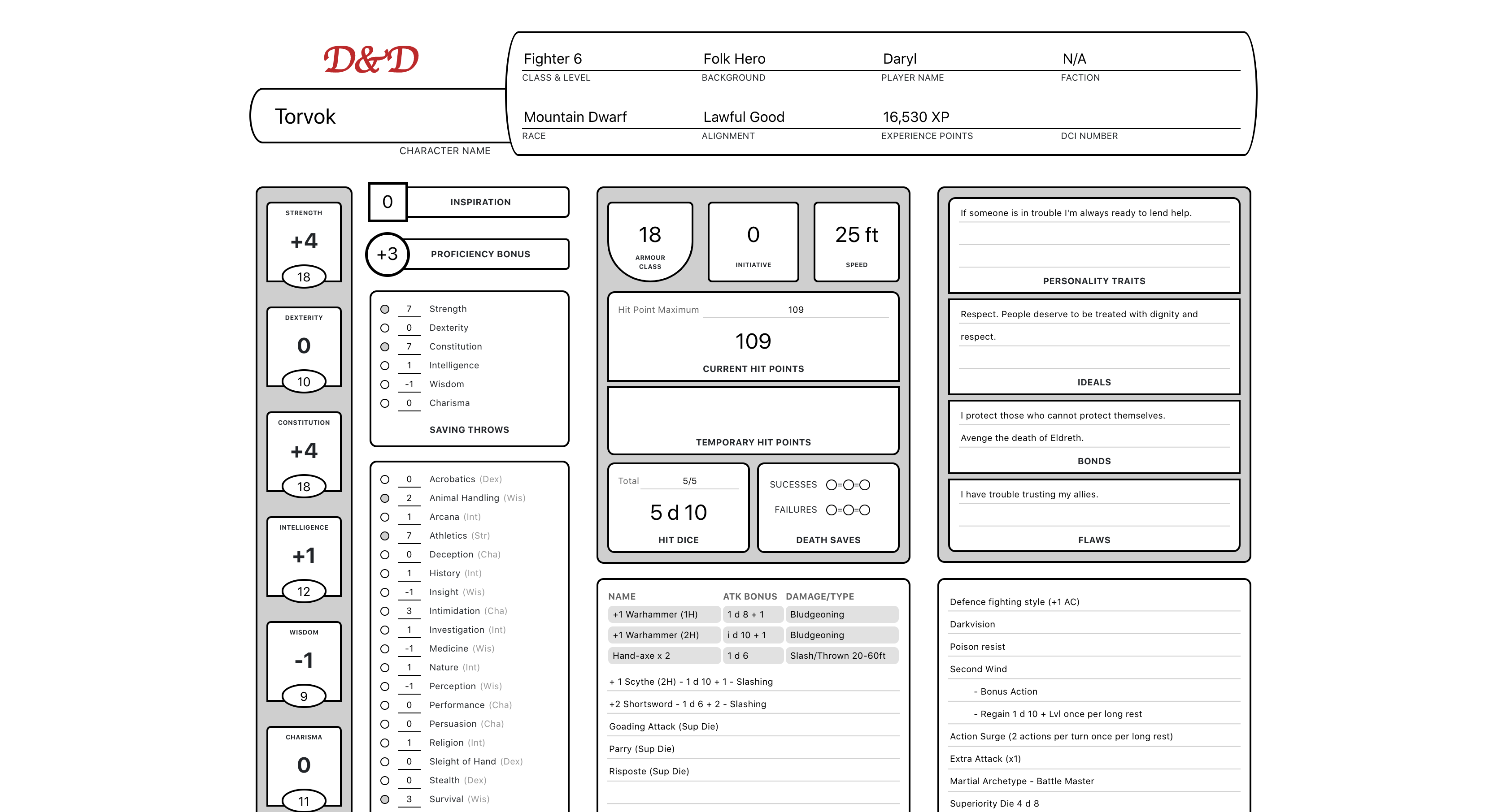 Dnd Character Sheets