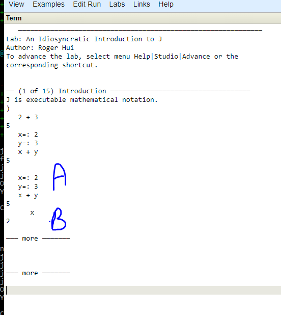 Change labs to use default output instead of comment (green) output · Issue #68 · jsoftware/j ...