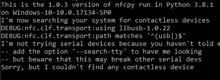 Trying to connect RFID Reader using NFCpy · Issue #155 · nfcpy/nfcpy · GitHub