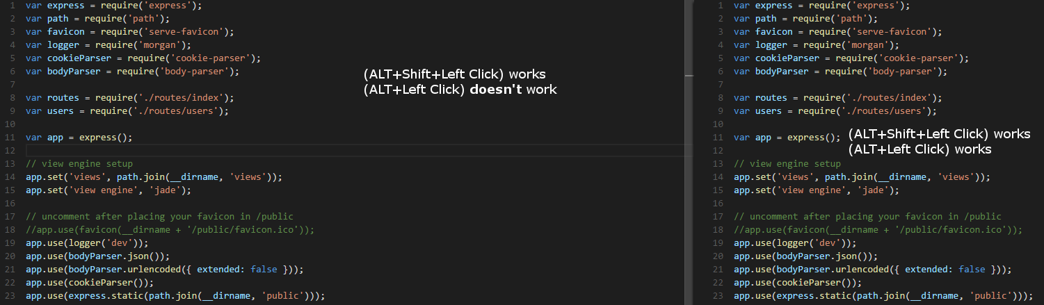 Multi-Cursor selection in Git diff view disabled for the left side ...