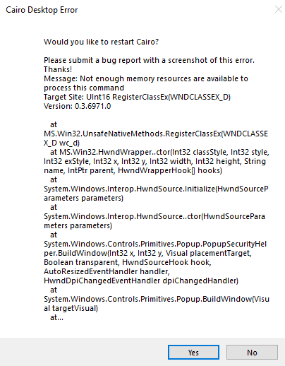 Crash While Running Act · Issue 363 · Cairoshell Cairoshell · Github