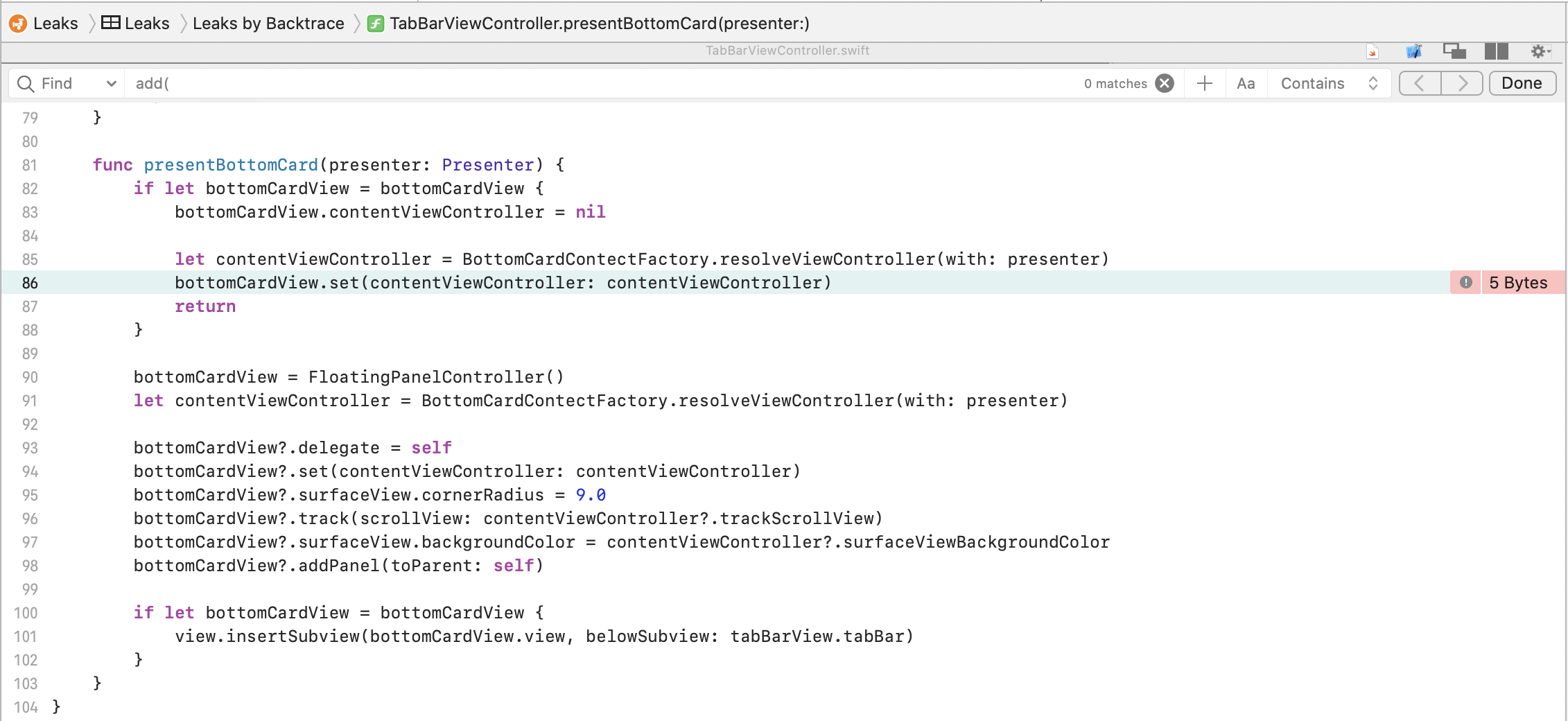 Memory leak during changing contentViewController · Issue #347 · scenee/FloatingPanel · GitHub