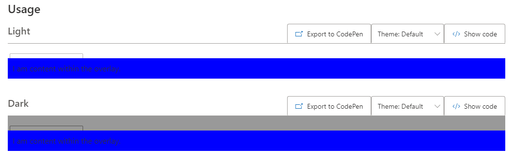 Overlay Utility is rendering with blue background for dark and light mode on website · Issue ...