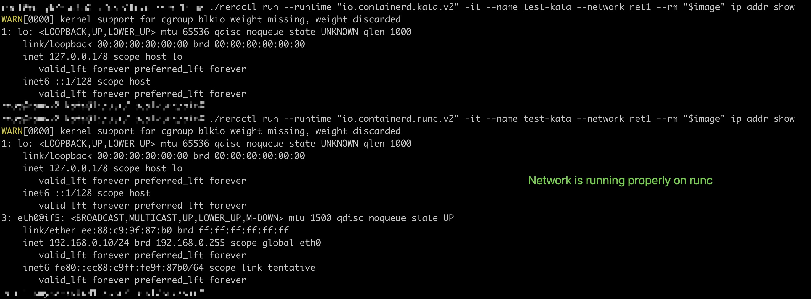 no network interface created when use ctr to launch the container ...
