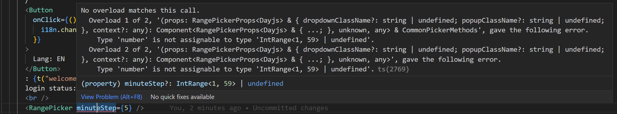Type 'number' is not assignable to type 'IntRange | undefined'. for RangePicker · Issue #41834 ...