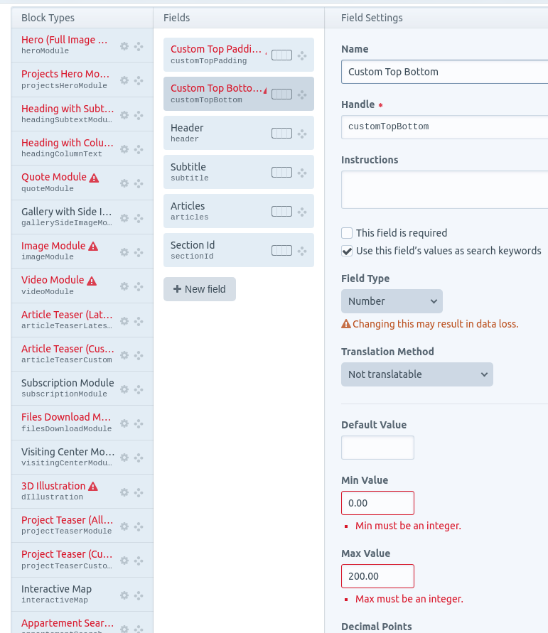 Validation of number field inside of Matrix (0.00, Craft Pro 3.6.10) · Issue #8007 · craftcms ...