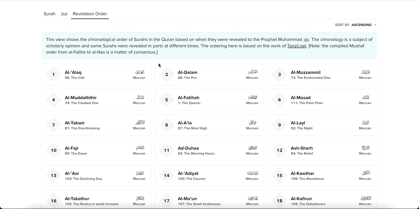 [bug]: Surah icons don't update after sorting by descending in Revelation Order tab · Issue ...