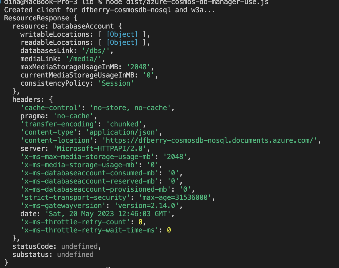Azure Cosmos Client Getdatabaseaccount Statuscode Undefined · Issue 25932 · Azure Azure Sdk