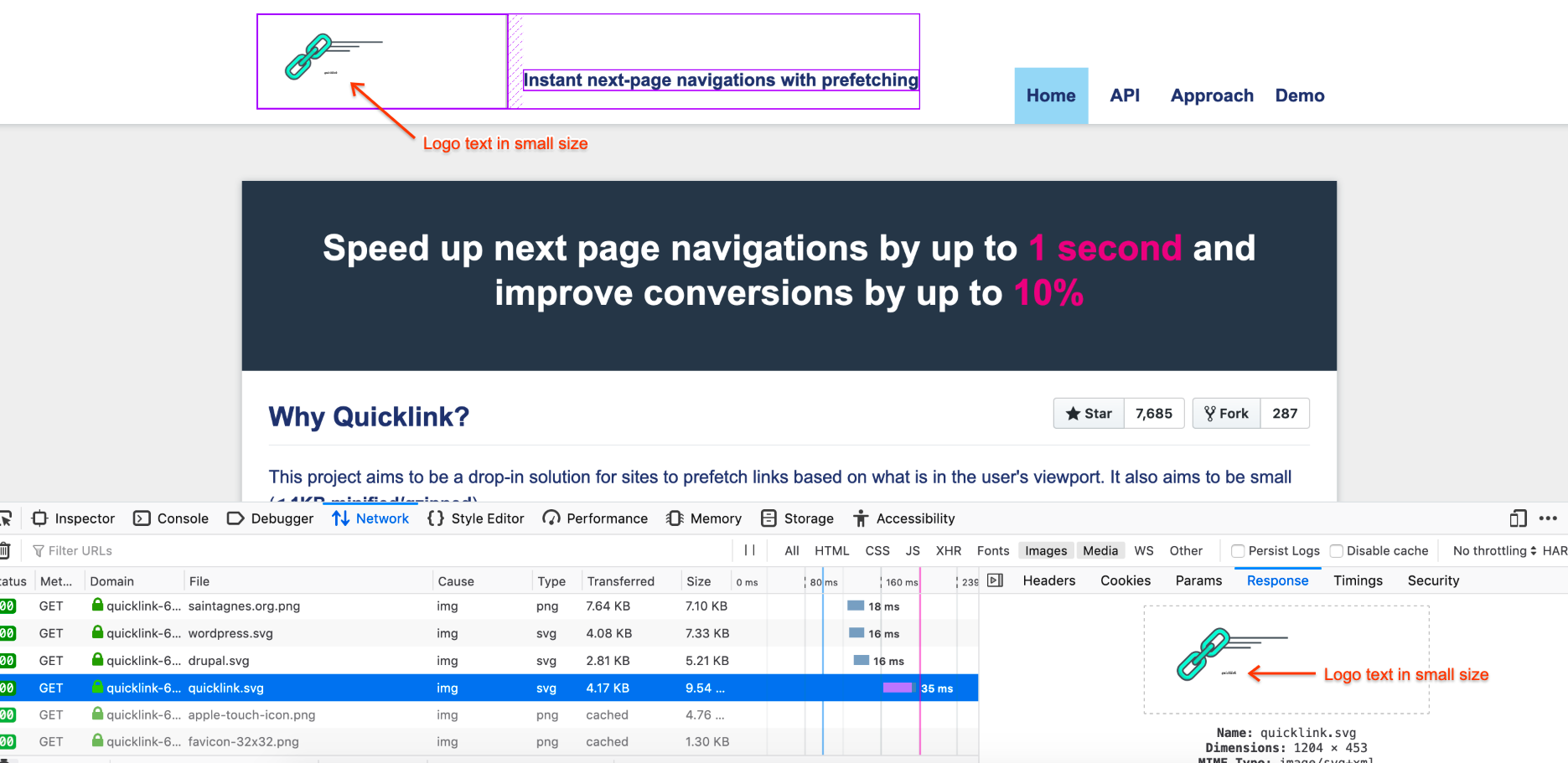 Quicklink site - Logo not displayed correctly in FF 70 · Issue #143 · GoogleChromeLabs/quicklink ...
