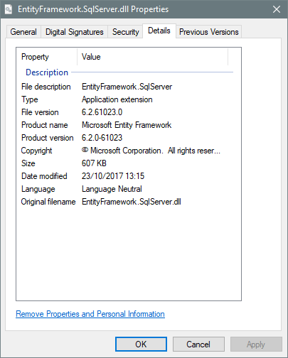 Method not found: 'Boolean System.Data.Entity.Core.Common.DbProviderManifest ...