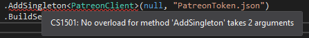 AddSingleton missing overload accepting variable args to pass directly to type ctor. · Issue ...