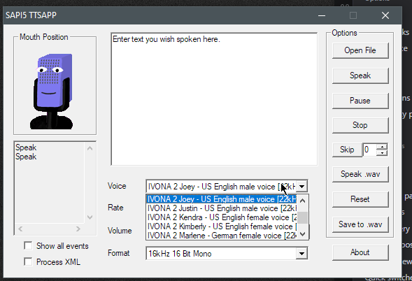 It doesn't show any of my SAPI5 IVONA voices. Only the default Windows 10 voices (Which are ...