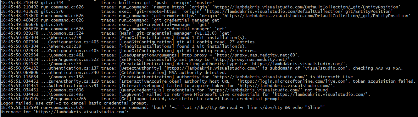 The VSTS auth modal flashes, fails, and authentication falls back to ...