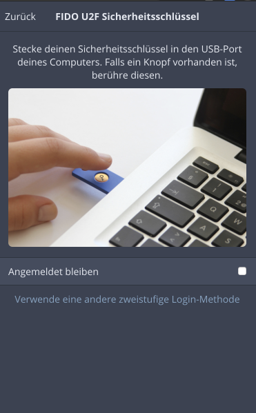 When logging in with FIDO U2F as 2nd Factor I can not check the "Stay ...
