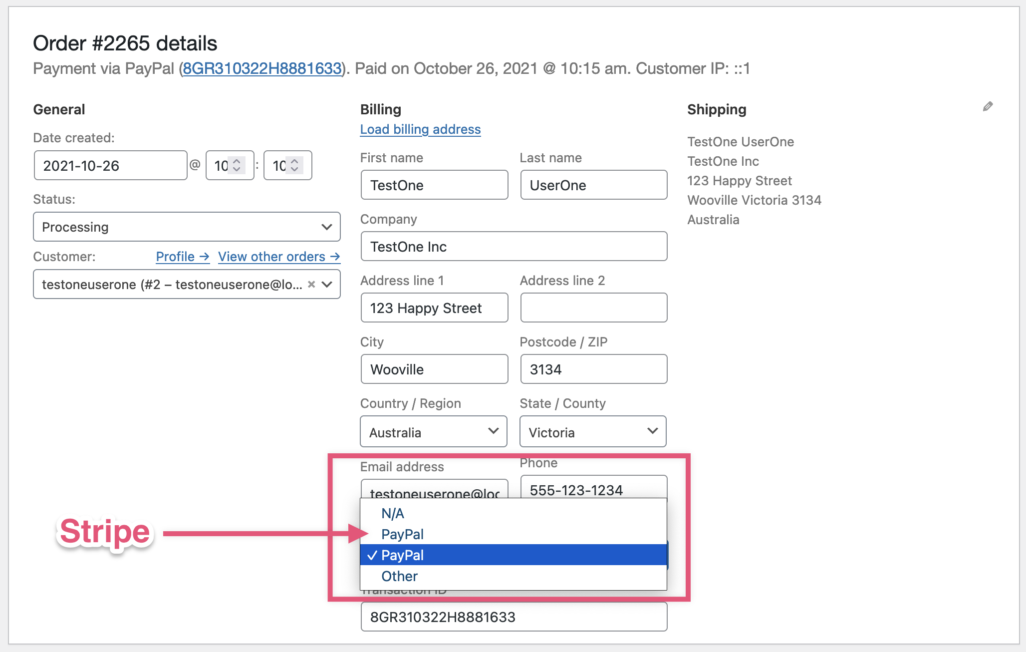 When editing orders Stripe shows as a duplicate of other methods · Issue #2100 · woocommerce ...