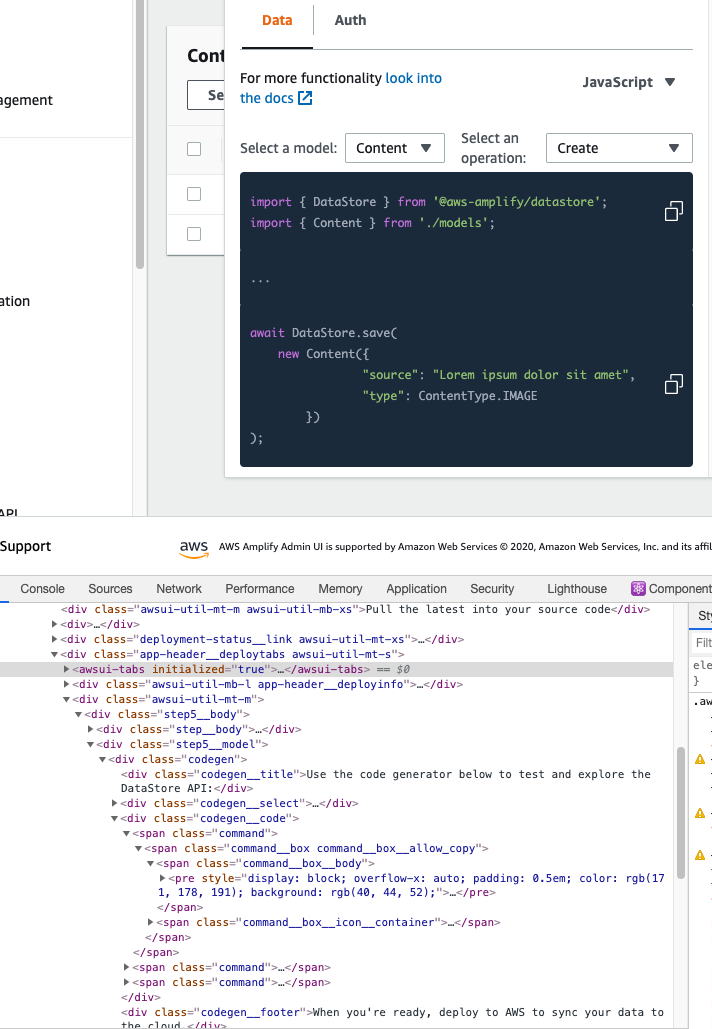 Extra code blocks showing sometimes · Issue #3091 · aws-amplify/docs · GitHub