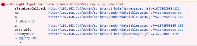 Diagnosis page - table does not load · Issue #2476 · pi-hole/web · GitHub