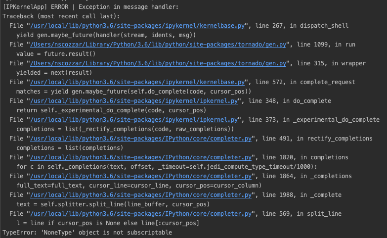 Ipython in sublime, TypeError: 'NoneType' object is not subscriptable ...