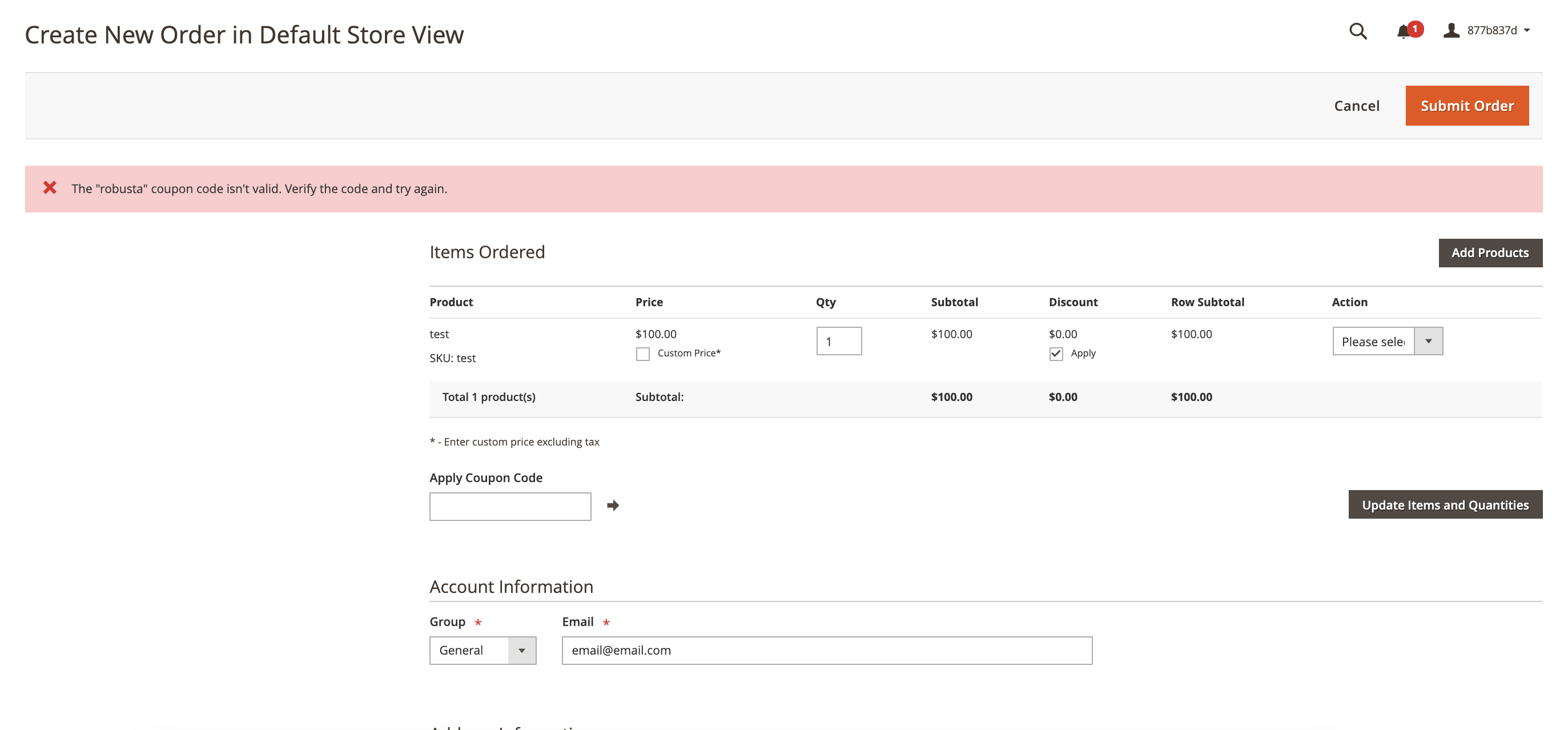 Coupon Codes Usage Increases Although Placing Order Throws a Validation Error on Admin Dashboard ...