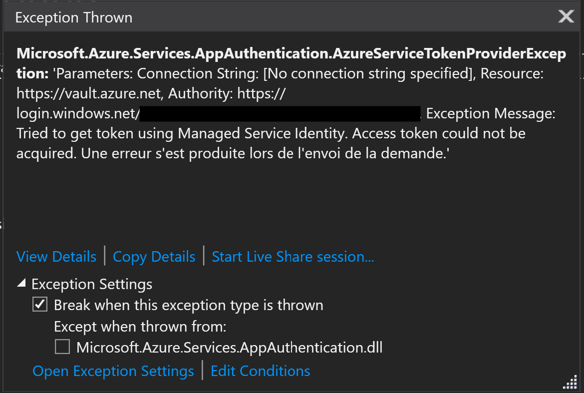 [BUG] AzureServiceTokenProviderException when using AzureKeyVaultConfigurationBuilder · Issue ...