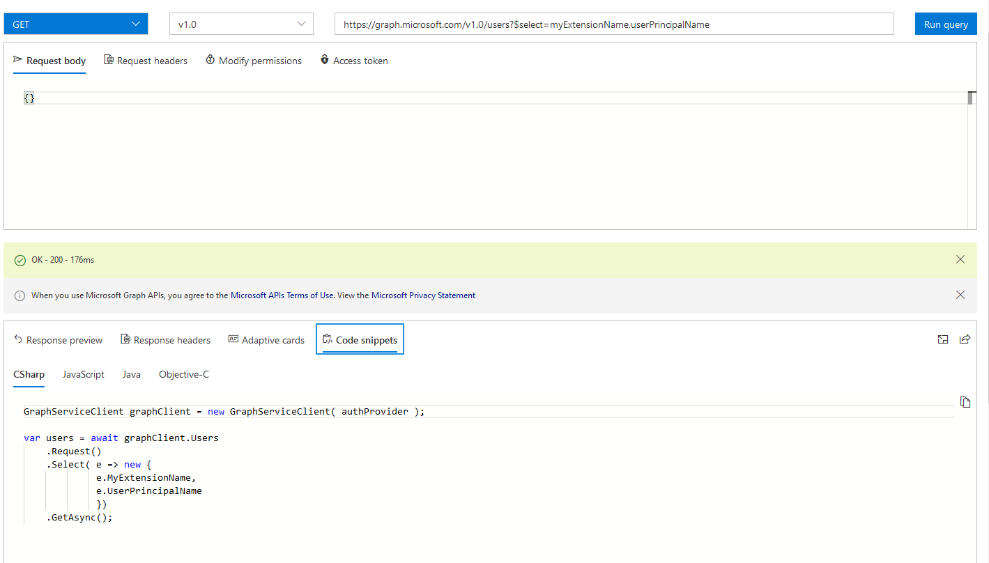 Ability to use Linq Select method when querying properties and schema ...