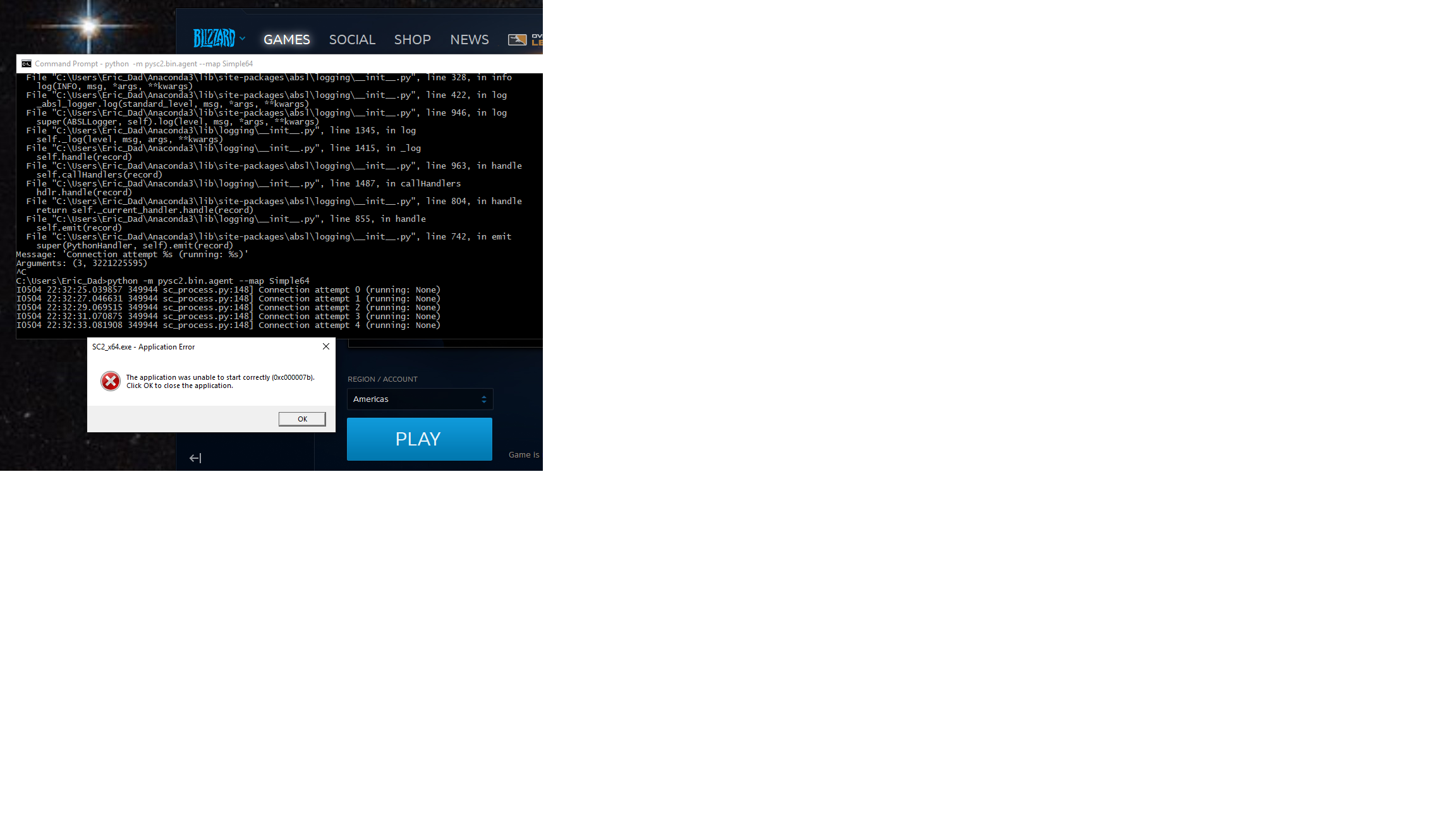 SC2_x64.exe - Application Error - memory address · Issue #169 · google-deepmind/pysc2 · GitHub
